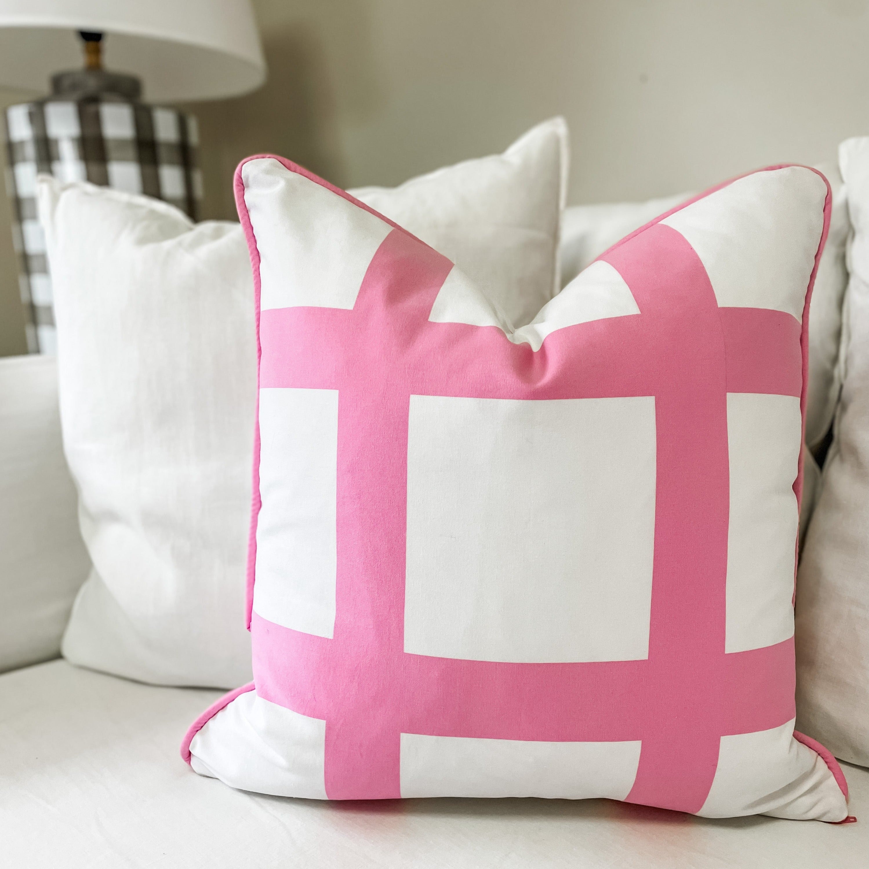 Pink Check Cushion – Blue Duck Home
